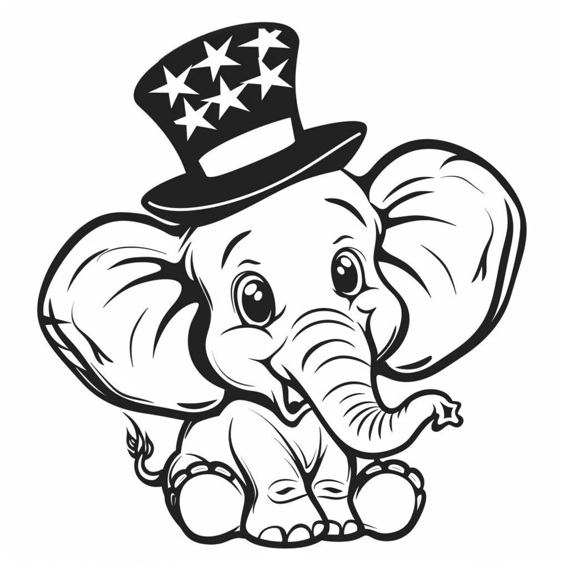 Elephant 4th of July Cartoon Bundle 2 60 Digital Line Ai Art PNG SVG ...