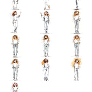 Student Groovy "isabelle" Cartoon Line Art Illustration Color Bundle 3 ...