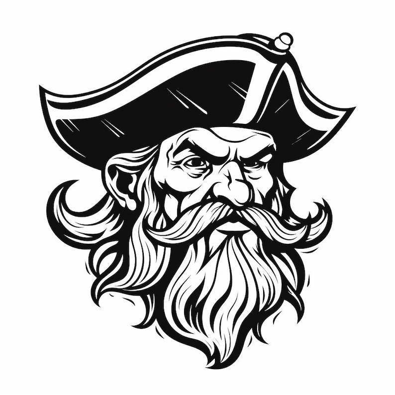 Pirate Head Line Art Black and White Bundle 1 42 Digital Ai Line Art ...
