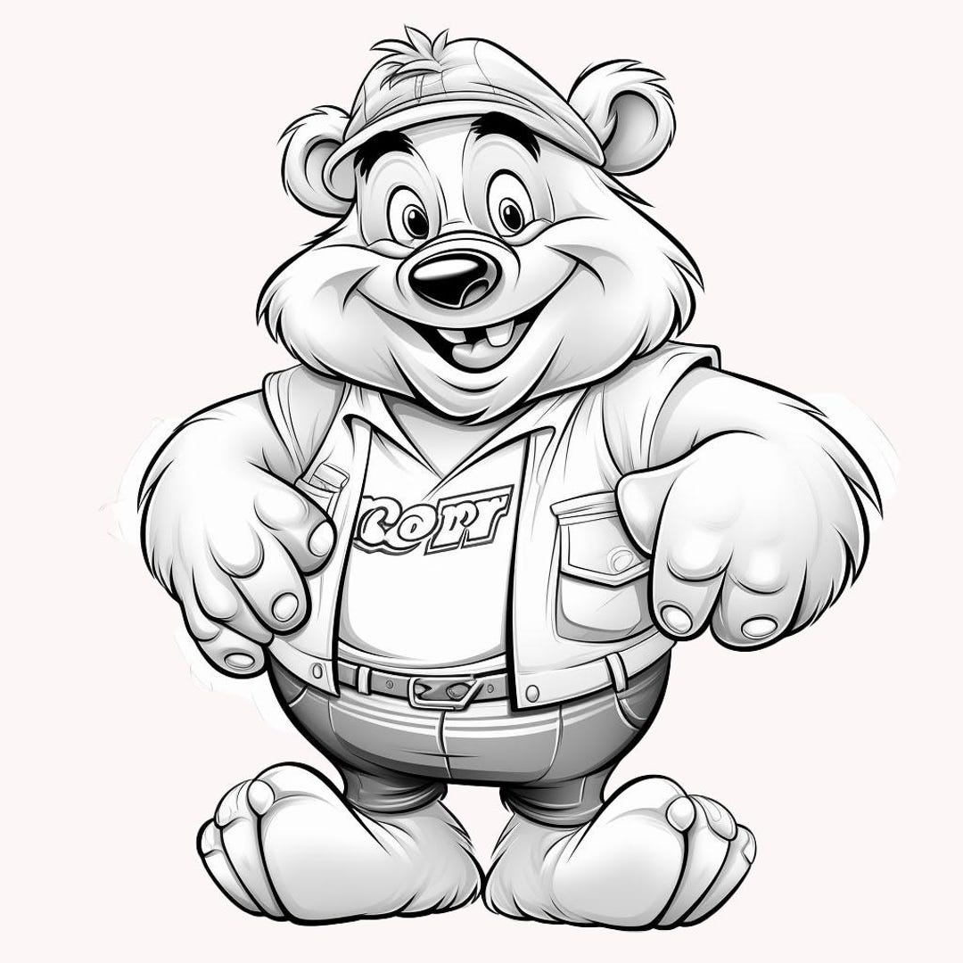 Bear at Work Cartoon Bundle 2 42 Digital Ai Line Art PNG-SVG (digital ...