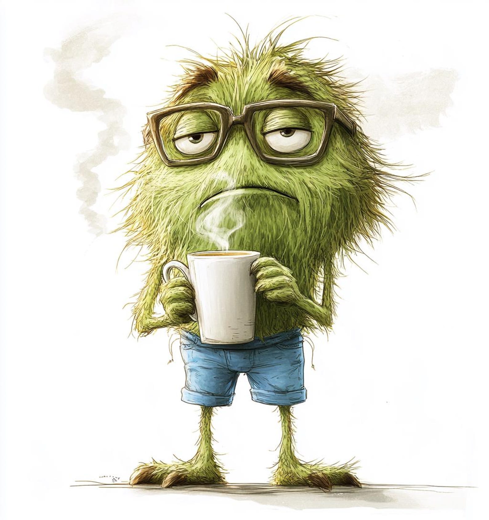 Grass Coffee Monster Cartoon Line Art Color Bundle1 22 Digital Line Art ...