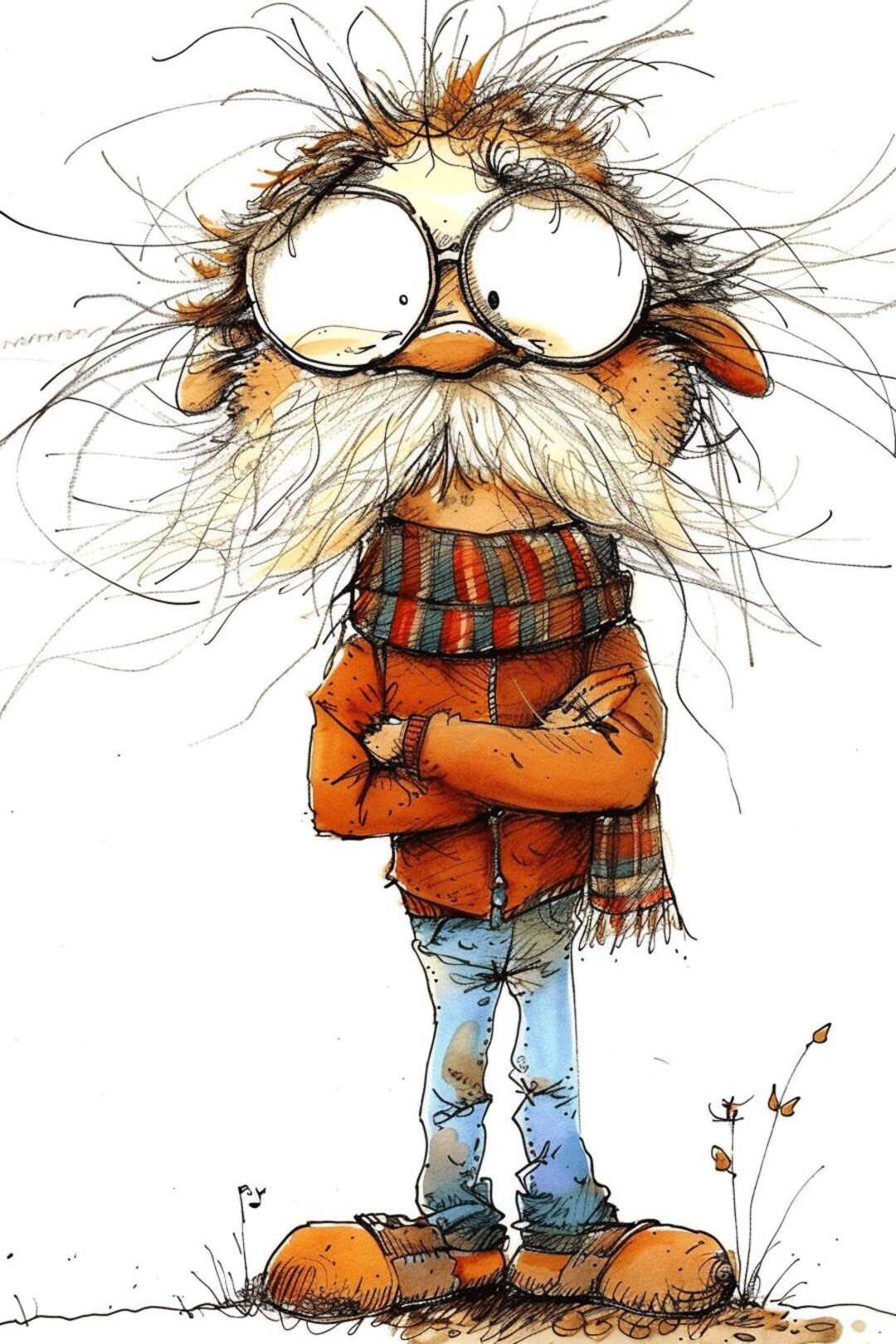 Old Man Groovy Cartoon Line Art Illustration Color Bundle 4 18 Digital ...