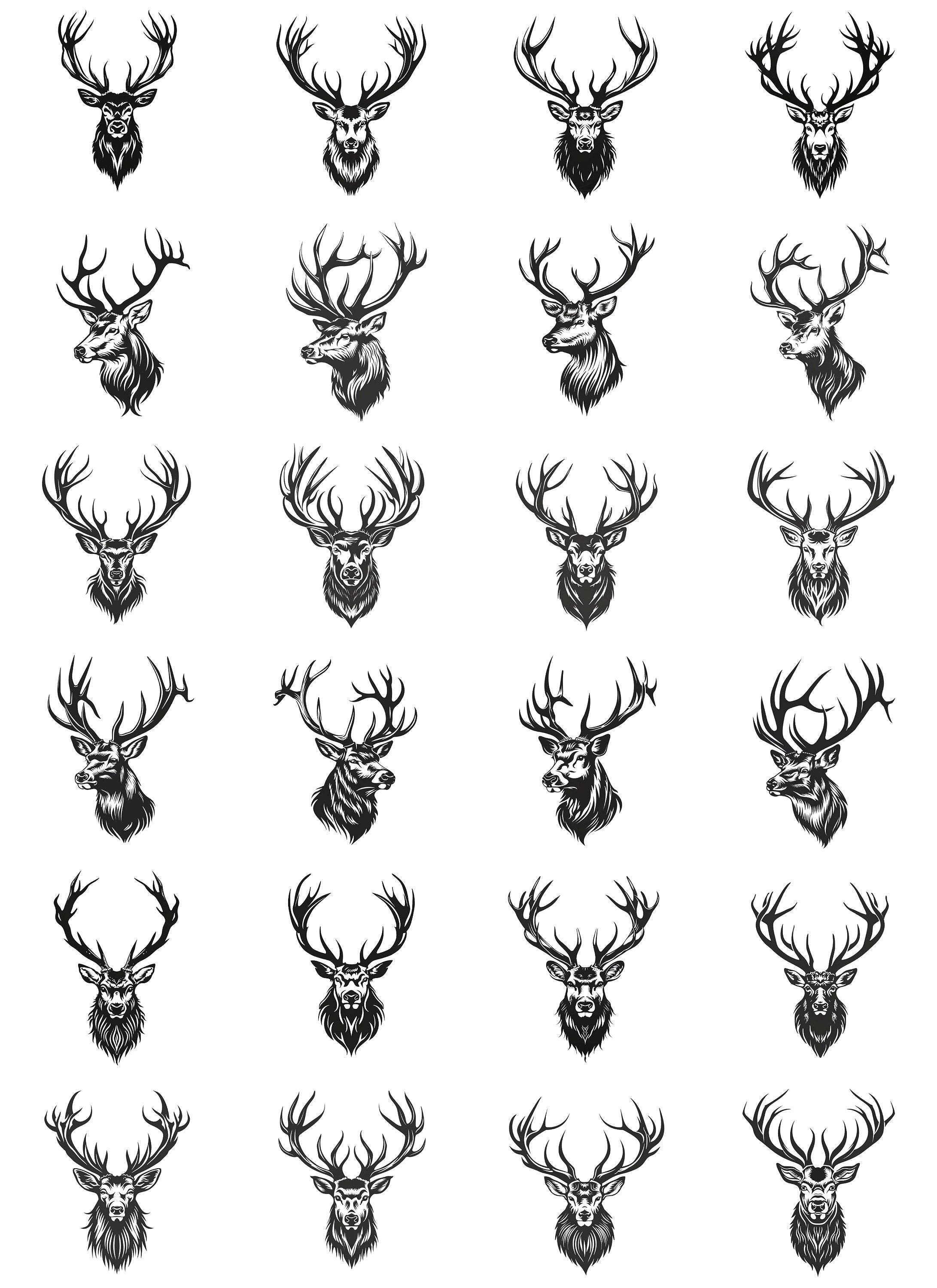 Elk Head Silhouette Patterns