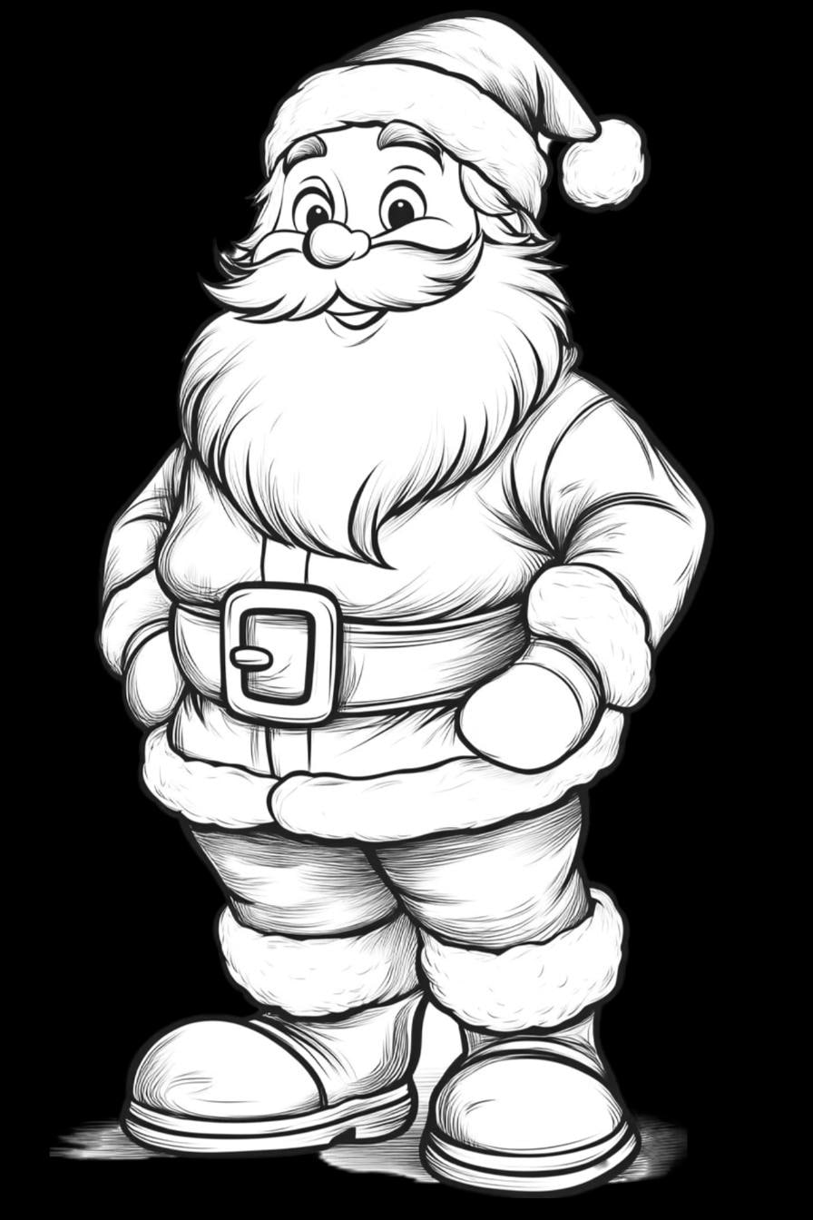 Santa Cartoon Line Art Illustration Black and White Bundle 5 42 Digital ...