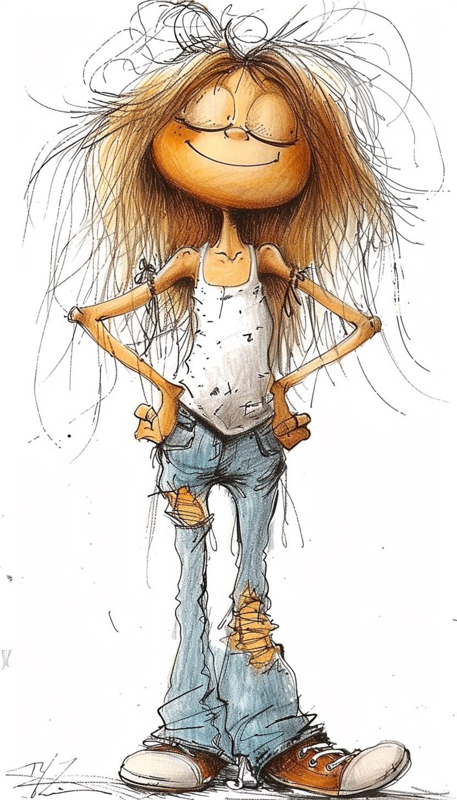 Student Groovy Female Cartoon Line Art Illustration Color Bundle 1 36 ...