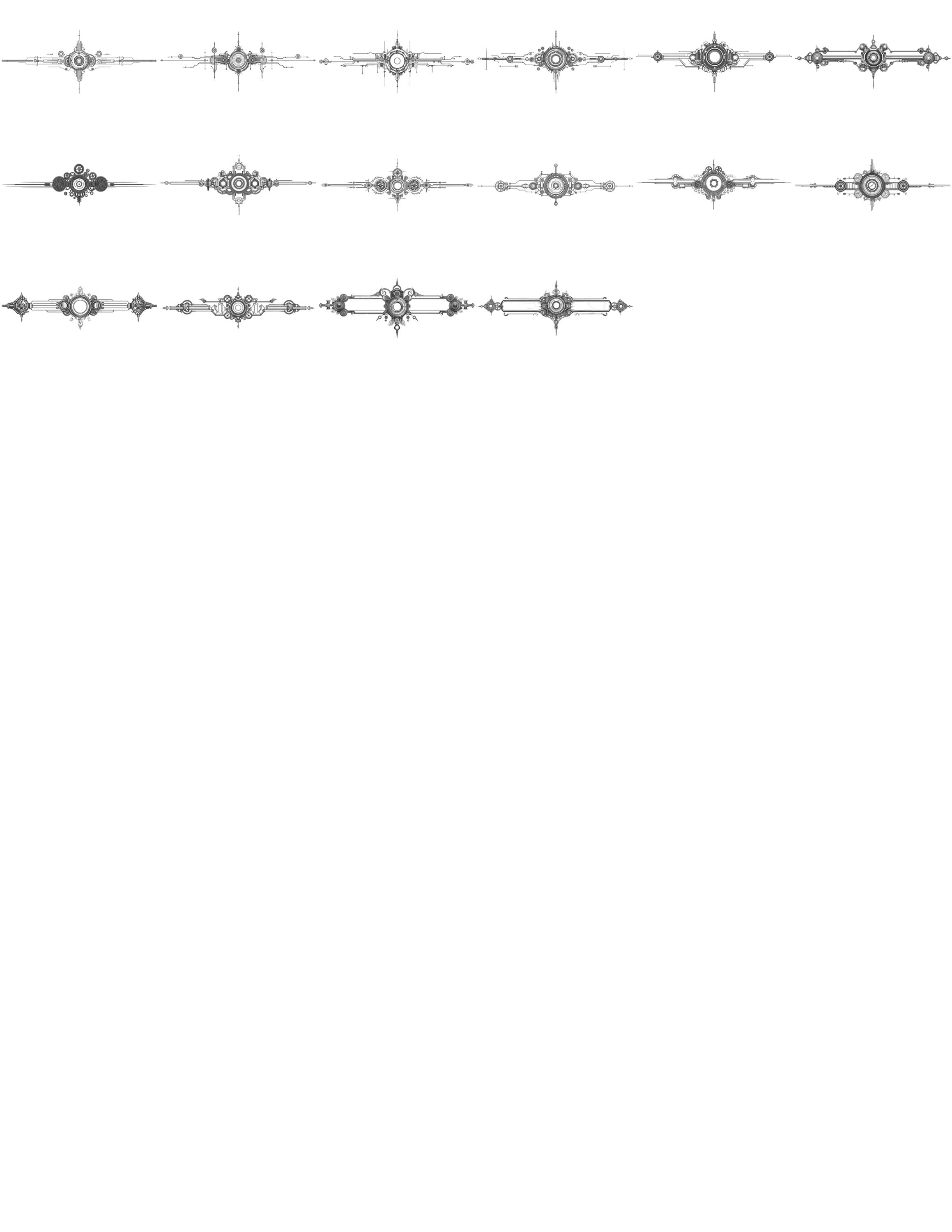 Dividers Steampunk Black and White Bundle 1 130 Digital Line Art Svg ...