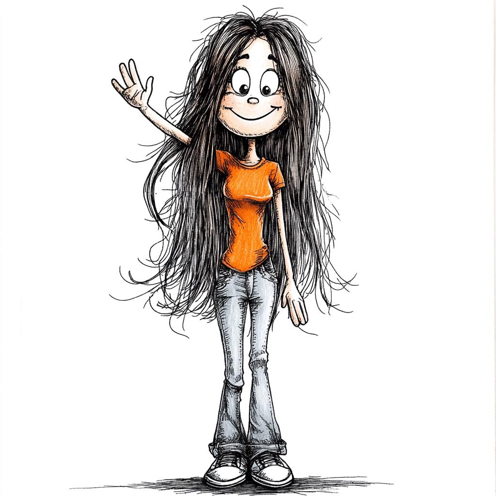 Woman Young Groovy Cartoon Line Art Illustration Color Bundle 1 48 ...