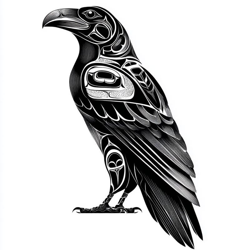 Raven Line Art Svg - Etsy