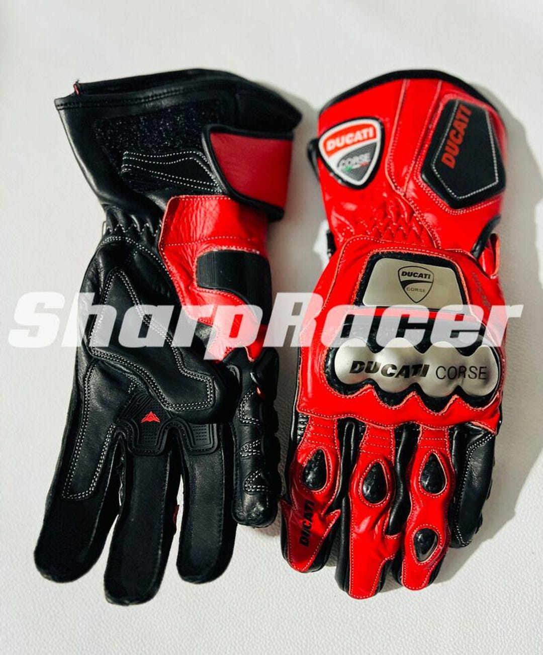 Ducati Motorcycle Racing Leather Gloves Customized Hand Made Ducati ...