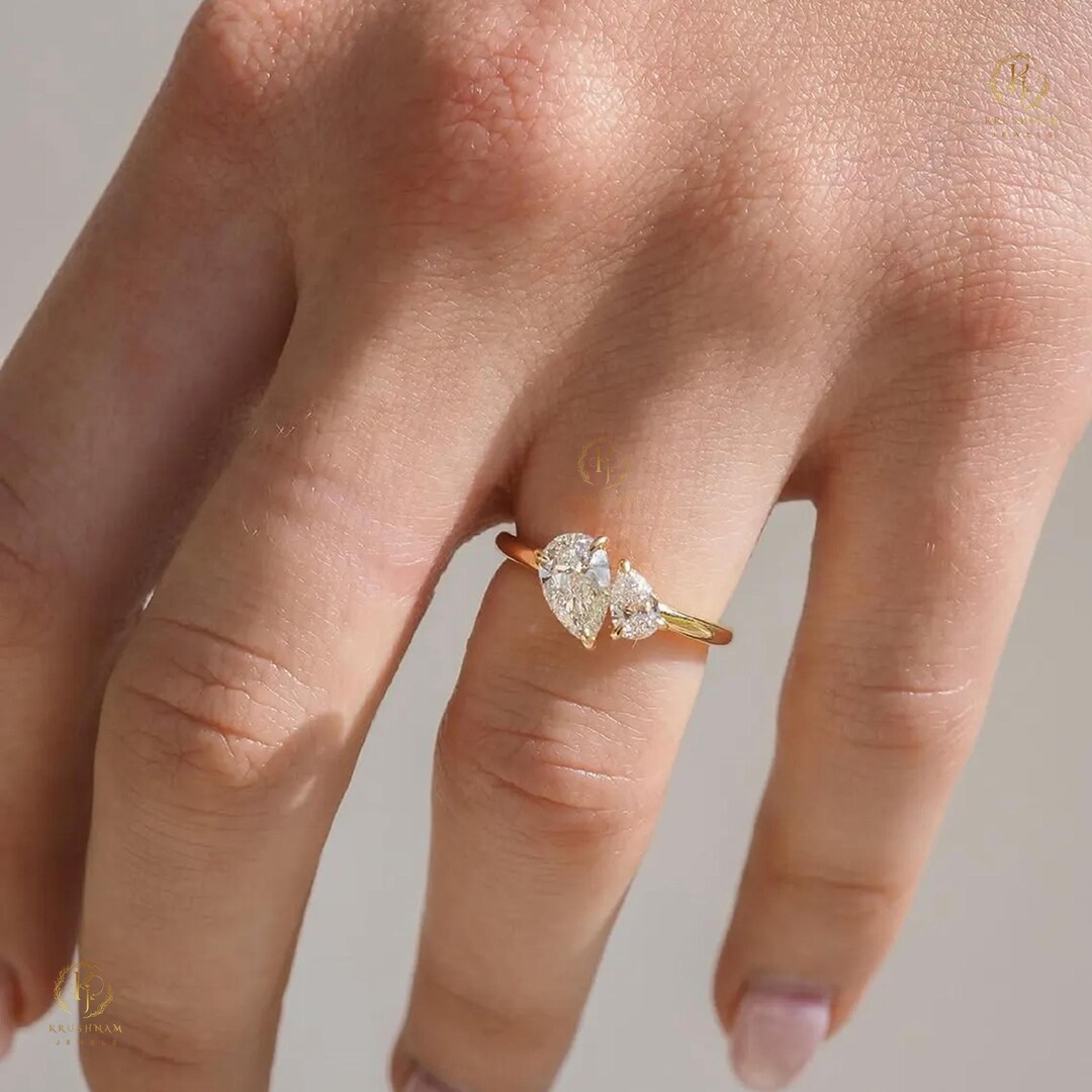 1 CT Valentine Proposal Ring, Twin Pear Future Wife Gift, IGI Certified ...
