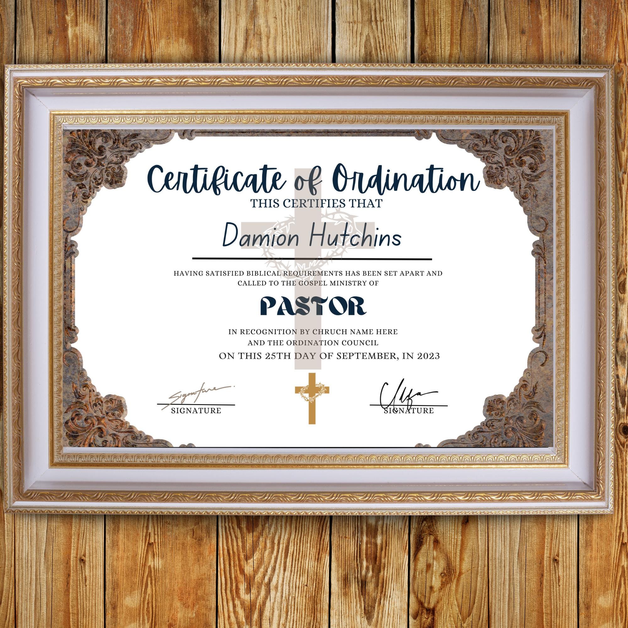Editable Ordination Certificate for Ministers and Deacons | Canva ...