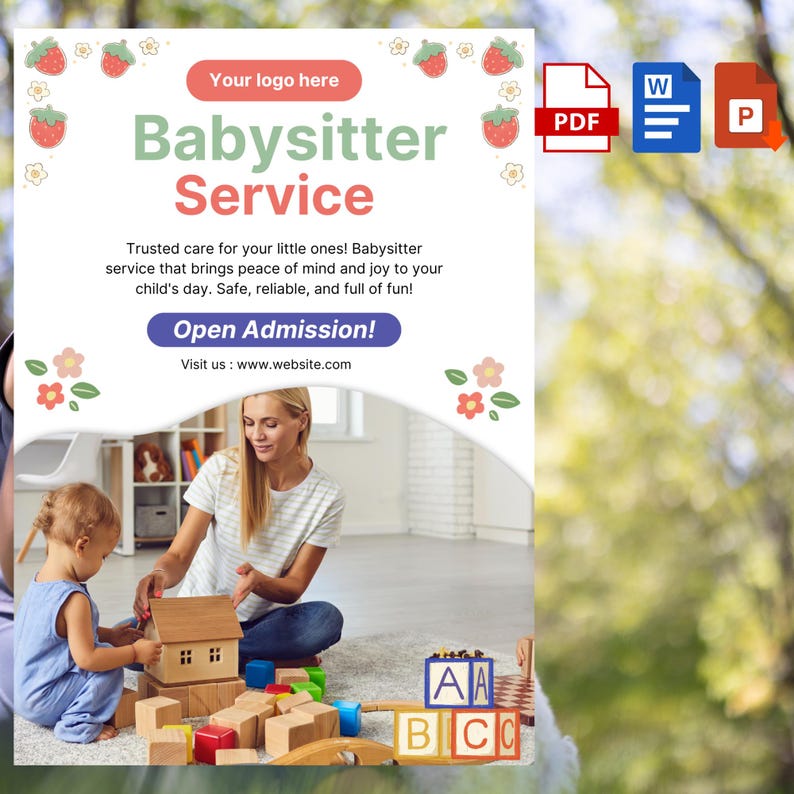 Editable Babysitting Flyer Template: Modern Nanny Ad (digital Download ...