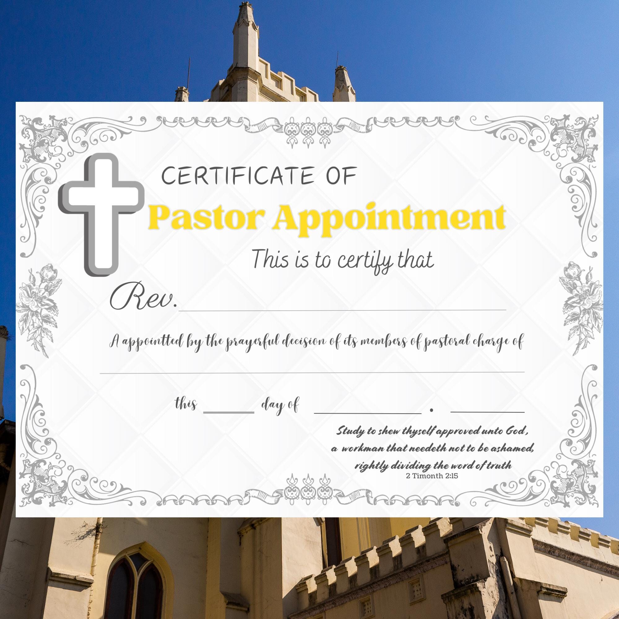 Editable Pastor Appointment Certificate Template (canva) - Etsy