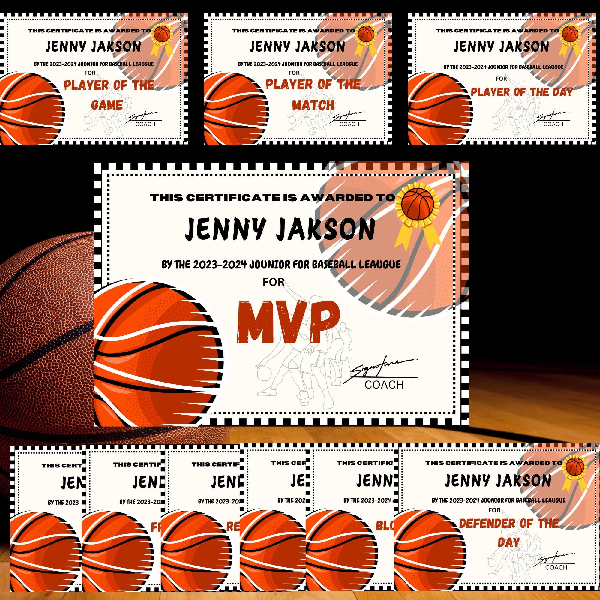Basketball Award Certificate / Editable Award Ceremony Printable / End ...