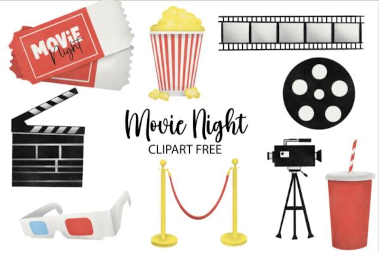 Movie Clipart, Movie Night Clipart, Movie Theater Clipart, Cinema ...