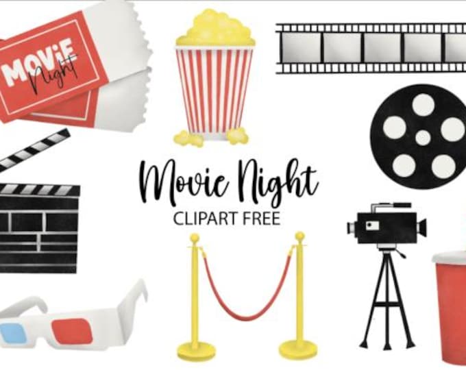 Movie Night SVG, Movie Clipart, Movie Theatre, Cinema Clipart, Popcorn ...