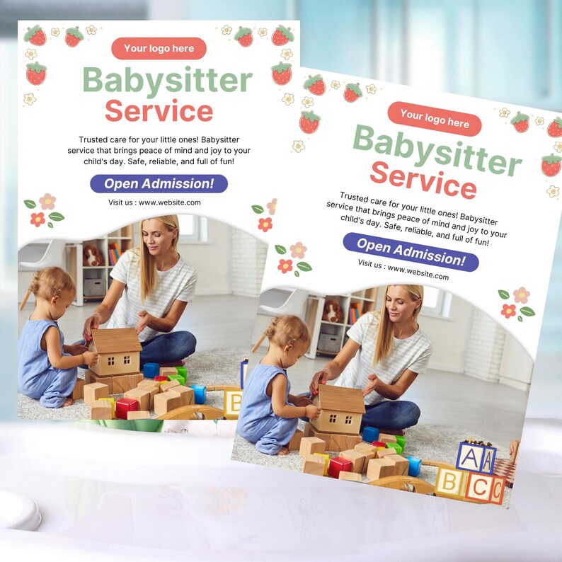 Editable Babysitting Flyer Template: Modern Nanny Ad (digital Download ...