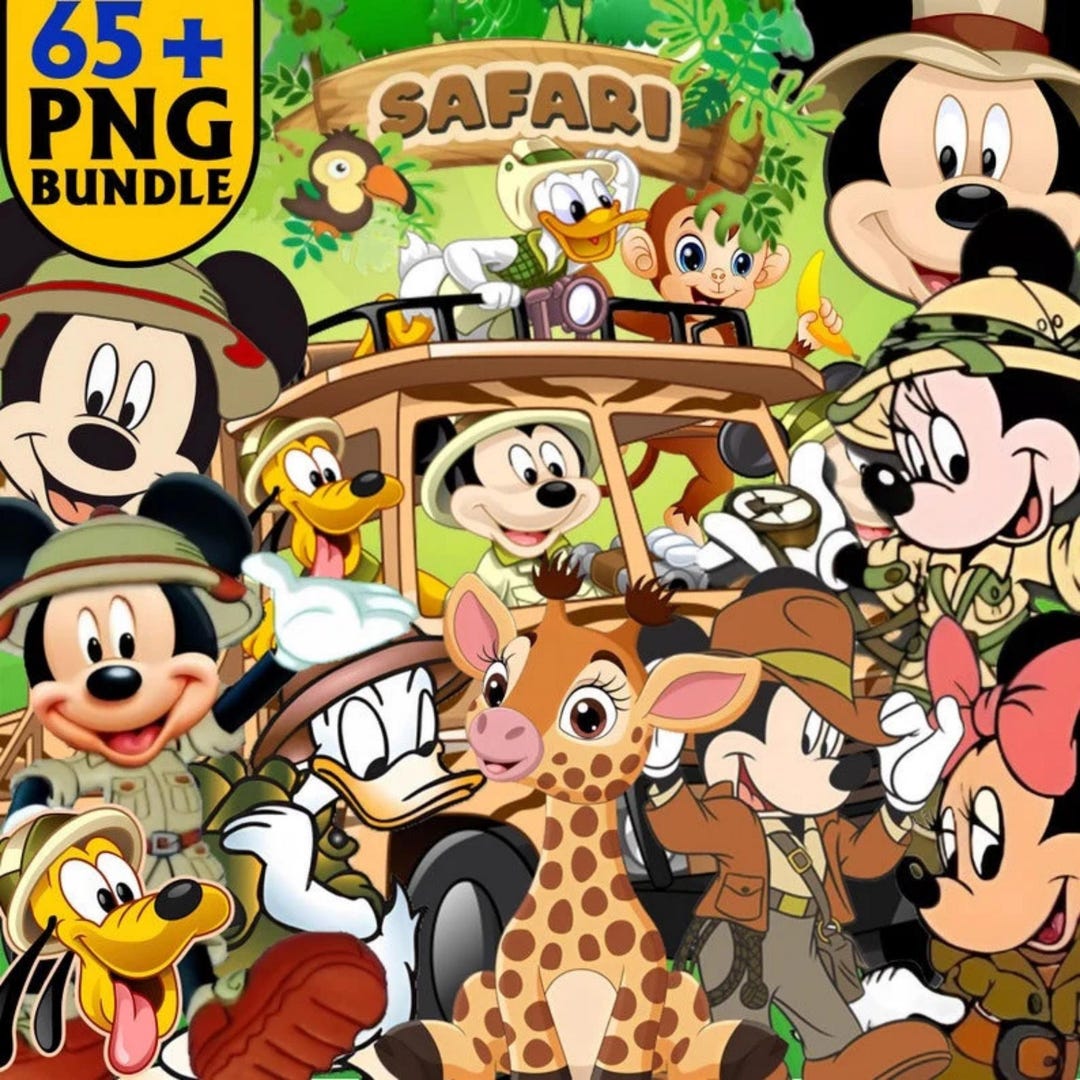 Mickey Safari Clipart PNG: Jungle Animals (digital Download) - Etsy