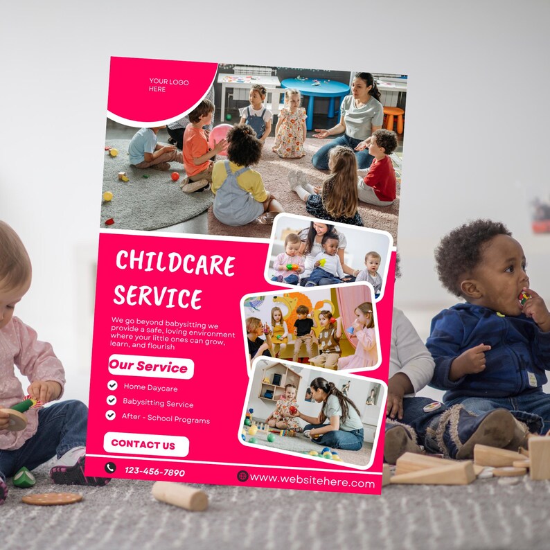 Childcare Flyer Canva Template: Daycare, Babysitting Promotion (digital ...