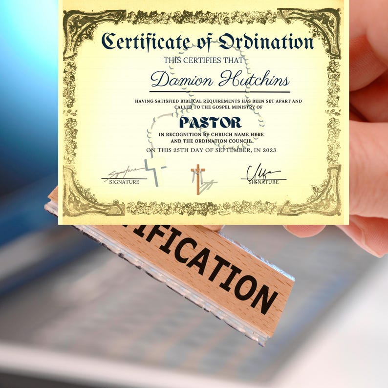 Editable Pastor Ordination Certificate Template (canva, Word, PPTX) - Etsy