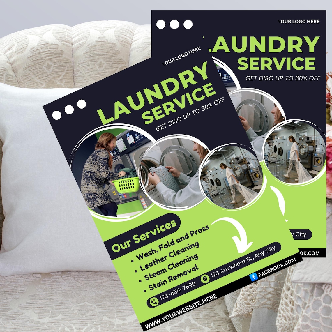 Laundry Services Flyer, DIY Flyer Template Design, Dry Cleaning Flyer ...