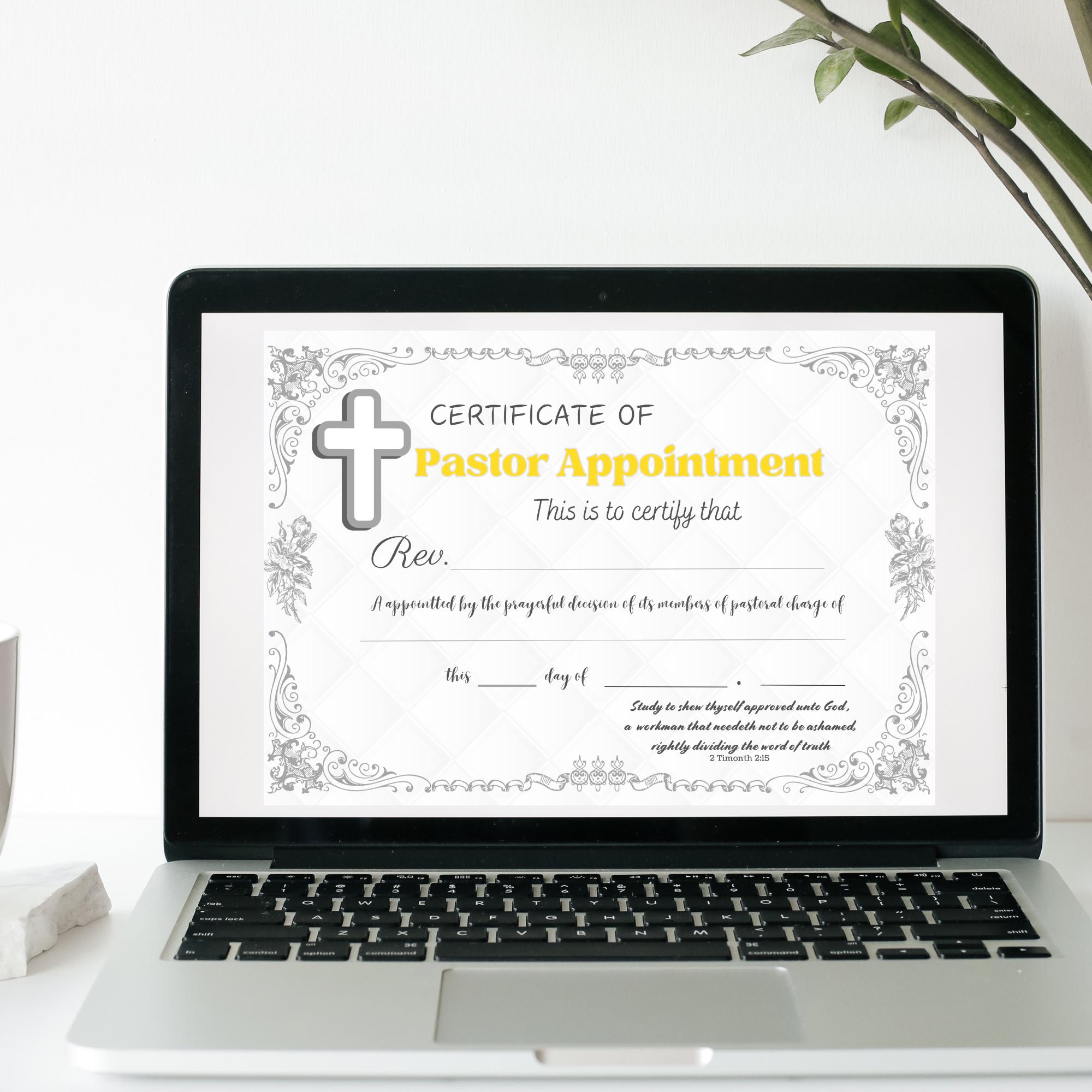 Editable Pastor Appointment Certificate Template (canva) - Etsy