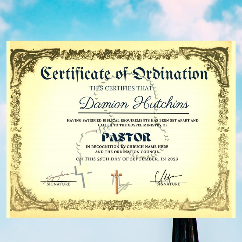Editable Pastor Ordination Certificate Template (canva, Word, PPTX) - Etsy Canada