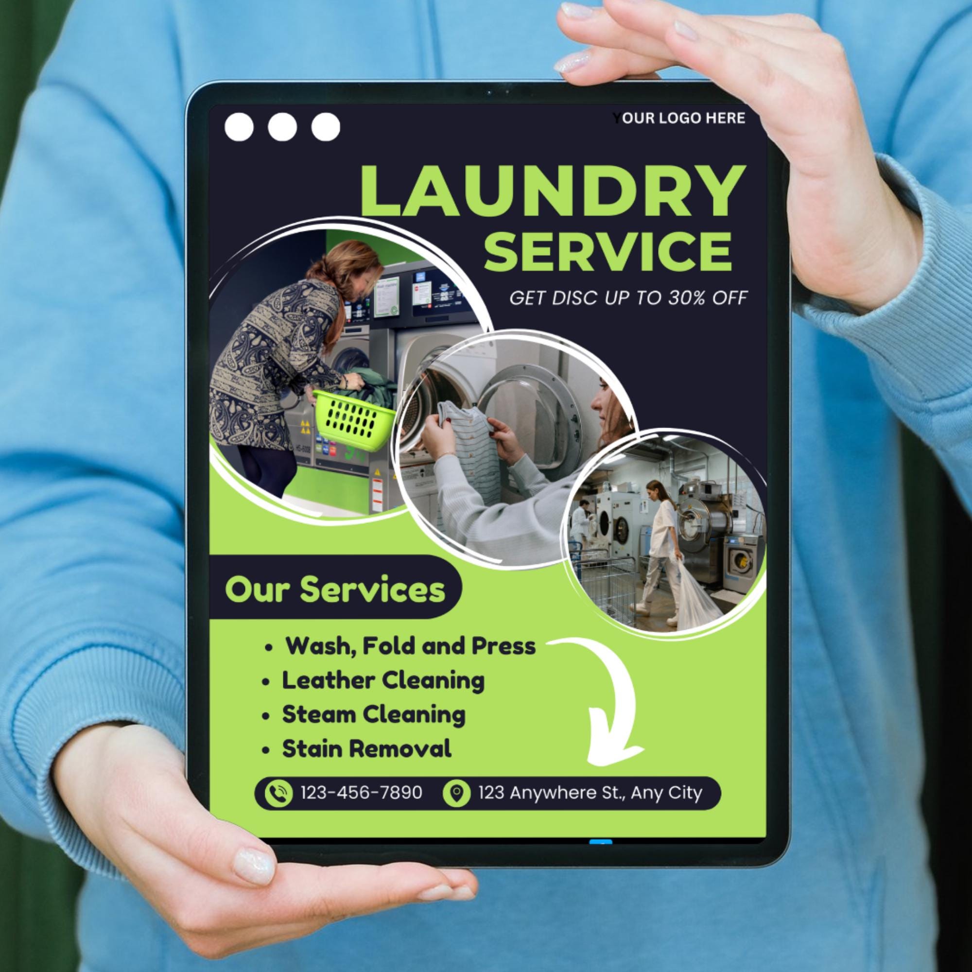 Laundry Services Flyer, DIY Flyer Template Design, Dry Cleaning Flyer ...