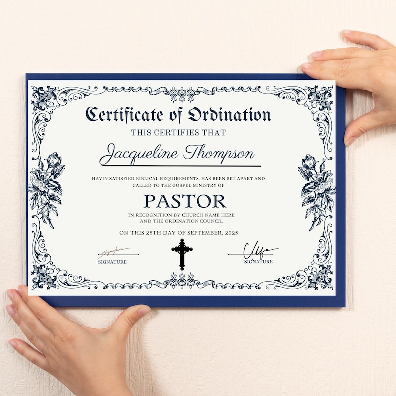 Editable Ordination Certificate Template: Vintage Ministry Design ...