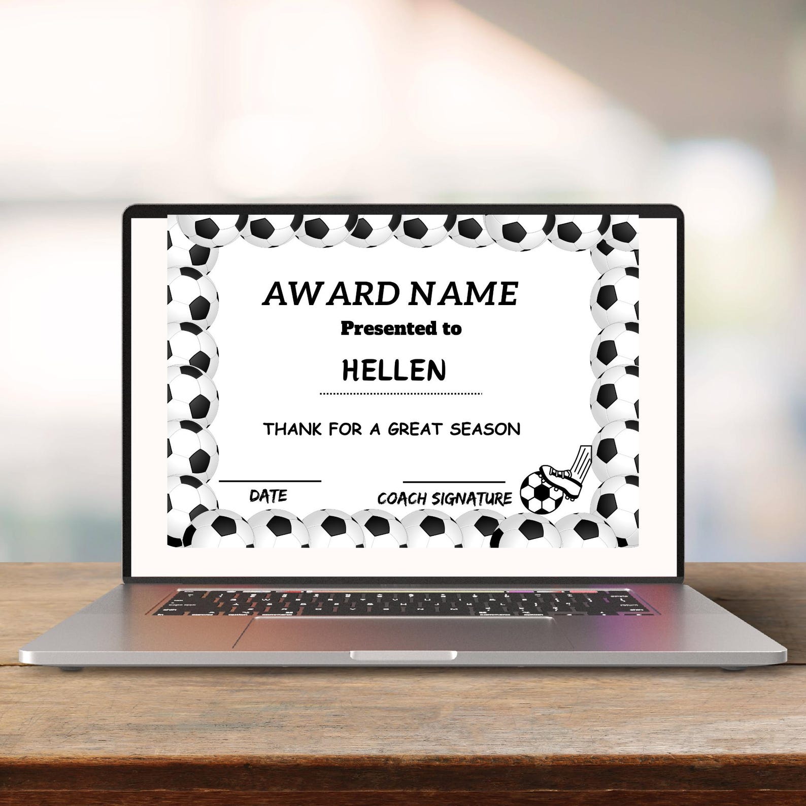 Soccer Football Award Certificate, Football Certificate Award, Sports ...