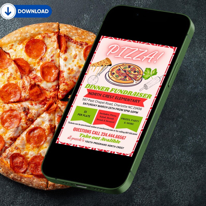 Pizza Fundraiser Flyer Editable Template, Pizza Italian Dinner Event ...