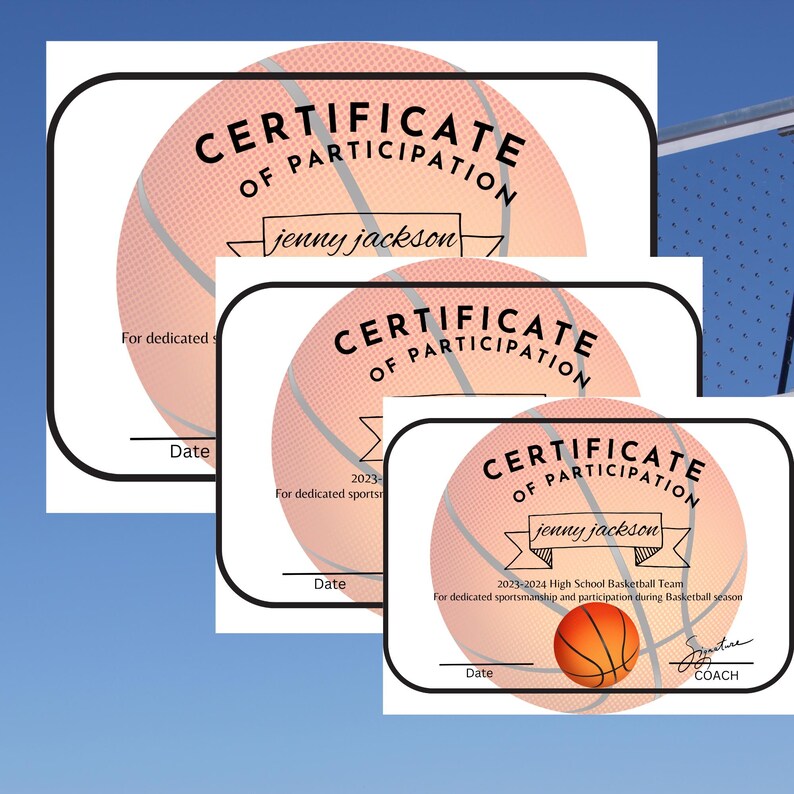 Editable Basketball Certificates- Basketball Awards- Basketball End of ...