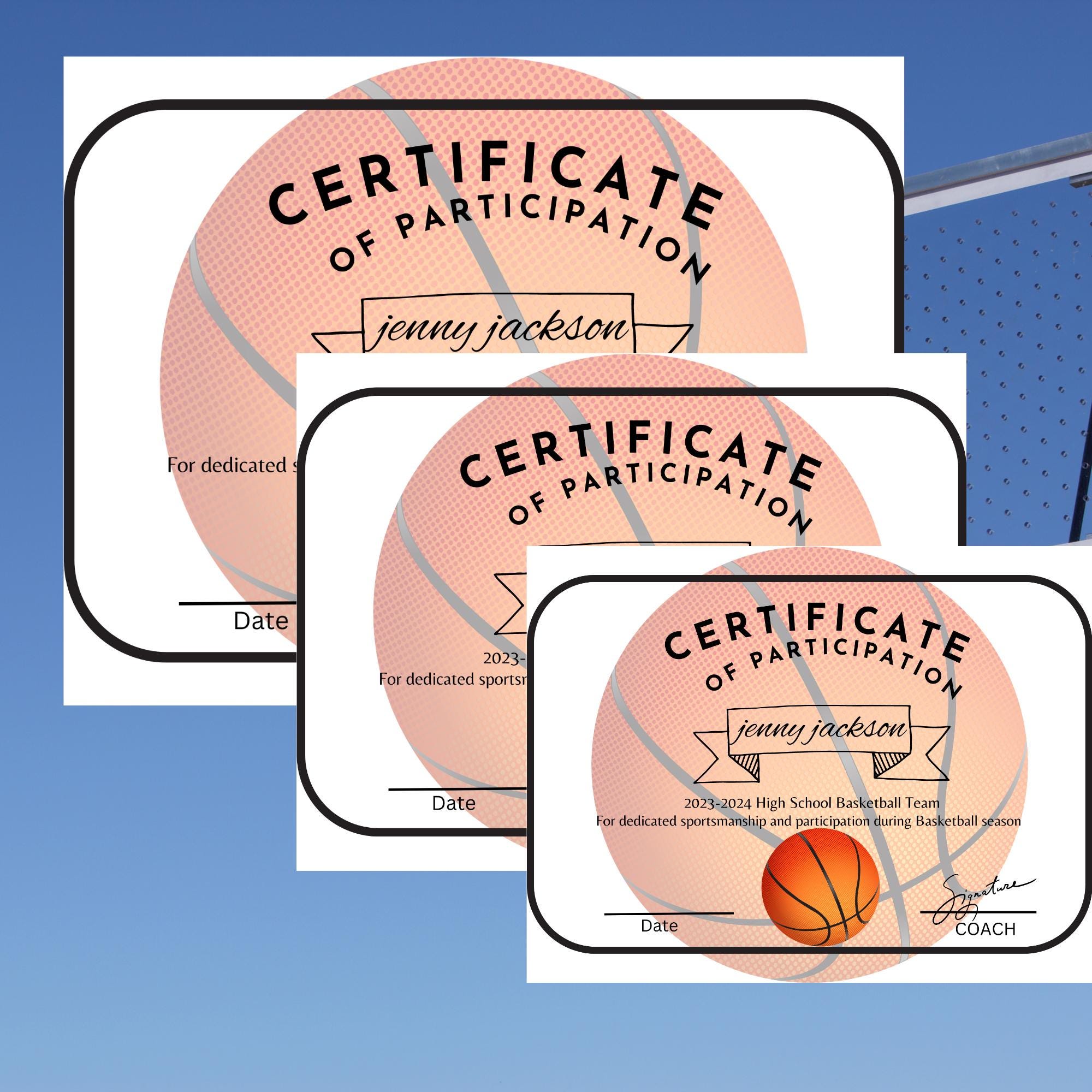 Editable Basketball Certificates- Basketball Awards- Basketball End of ...