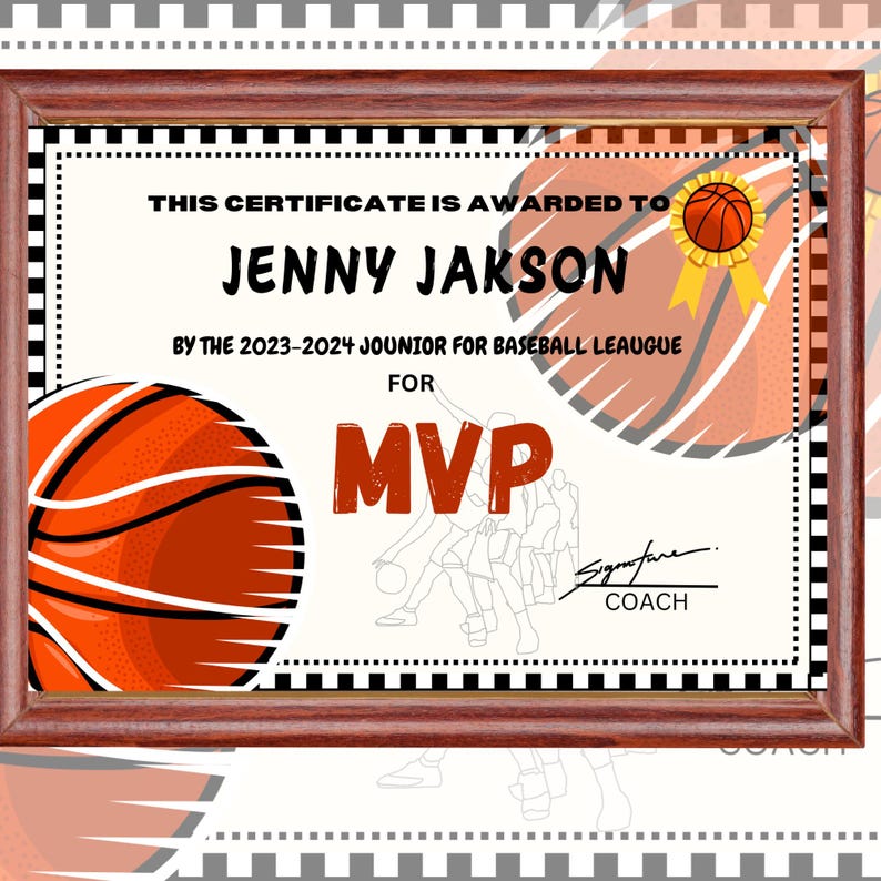 Editable Basketball Award Certificate: Team Party Printable (PDF ...