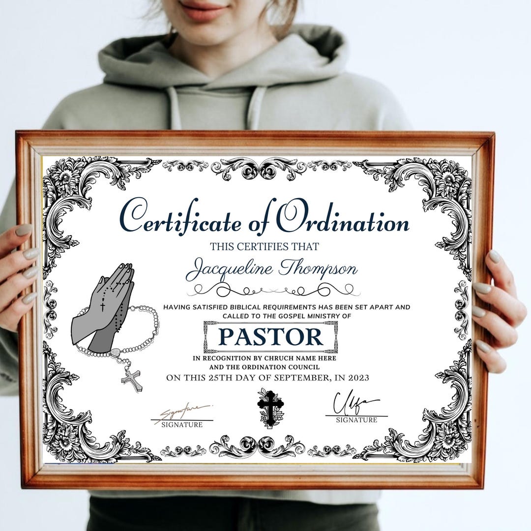 Editable Ordination Certificate Template: Catholic, RCIA (digital ...