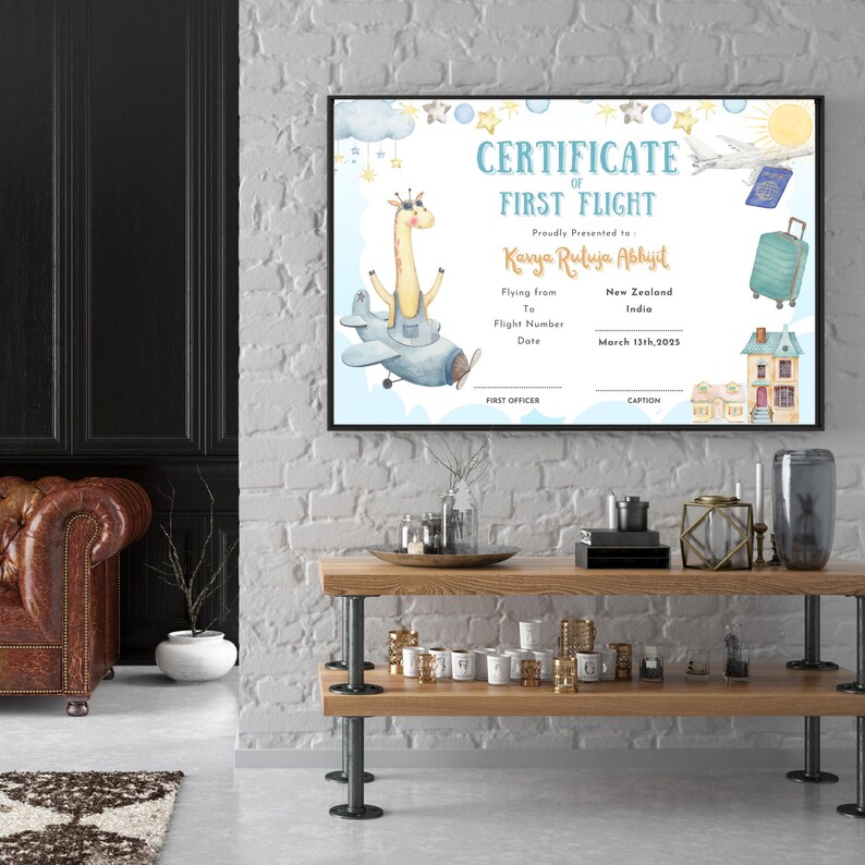 Editable First Flight Certificate Template: Kids Airplane Travel Award ...