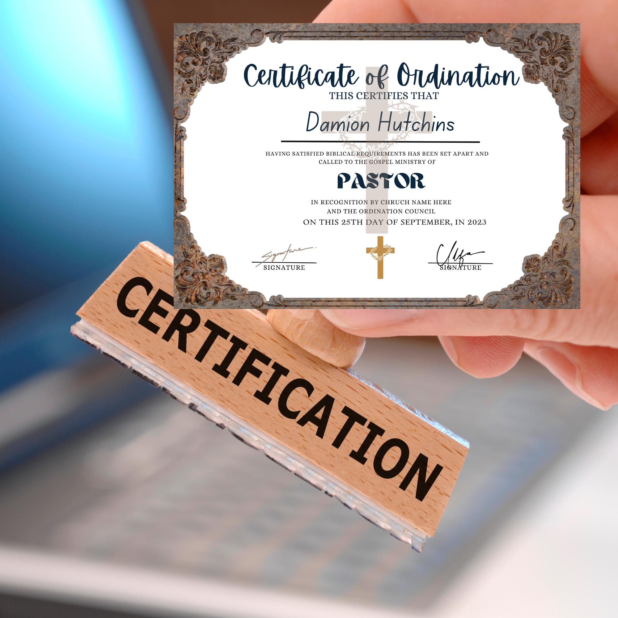 Editable Ordination Certificate for Ministers and Deacons | Canva ...