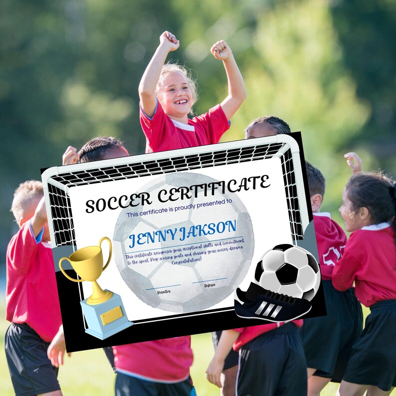 Editable Sports Award Certificate: Printable Soccer, Football Diploma ...