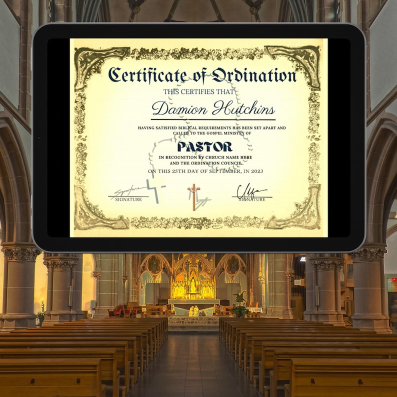 Editable Pastor Ordination Certificate Template (canva, Word, PPTX) - Etsy