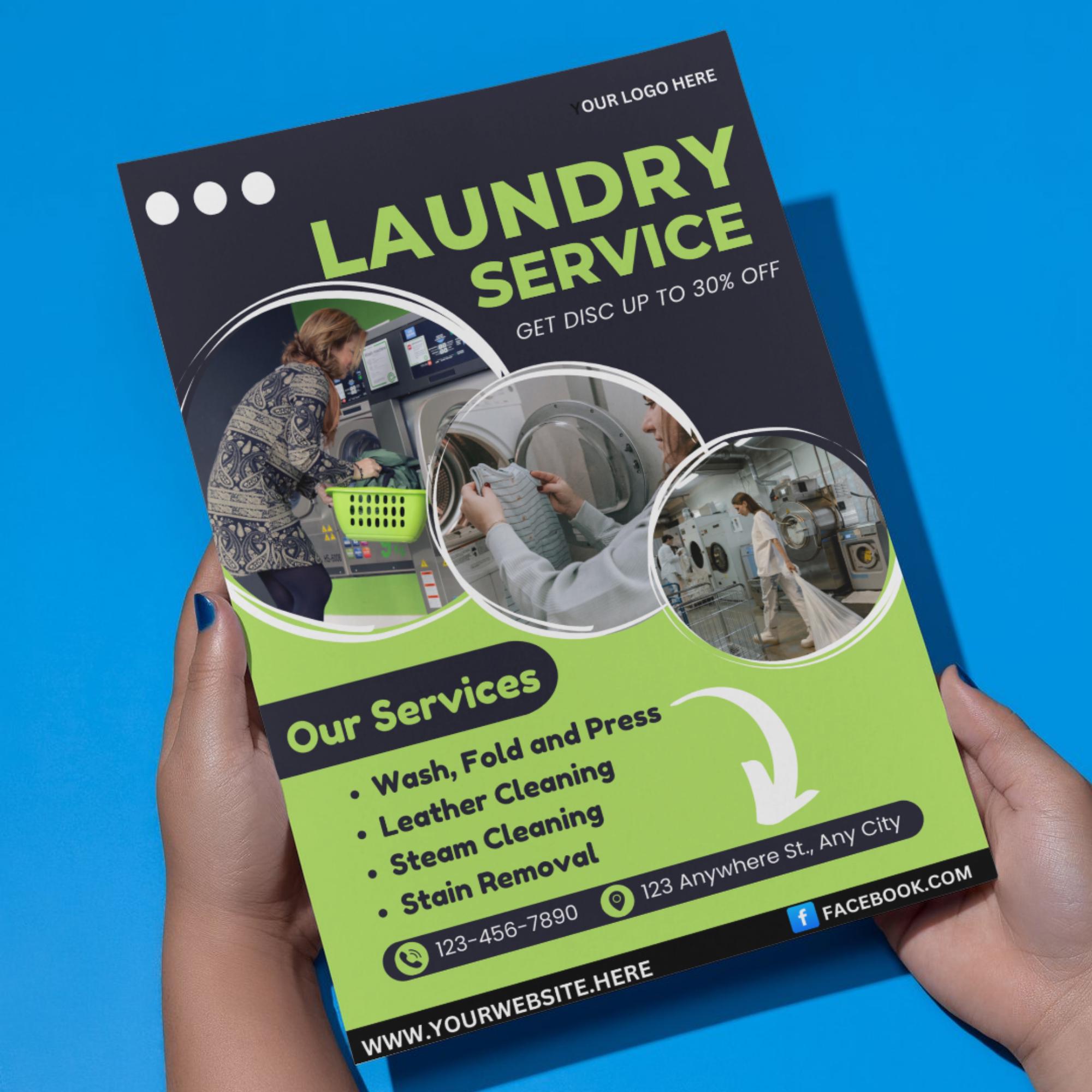 Laundry Services Flyer, DIY Flyer Template Design, Dry Cleaning Flyer ...
