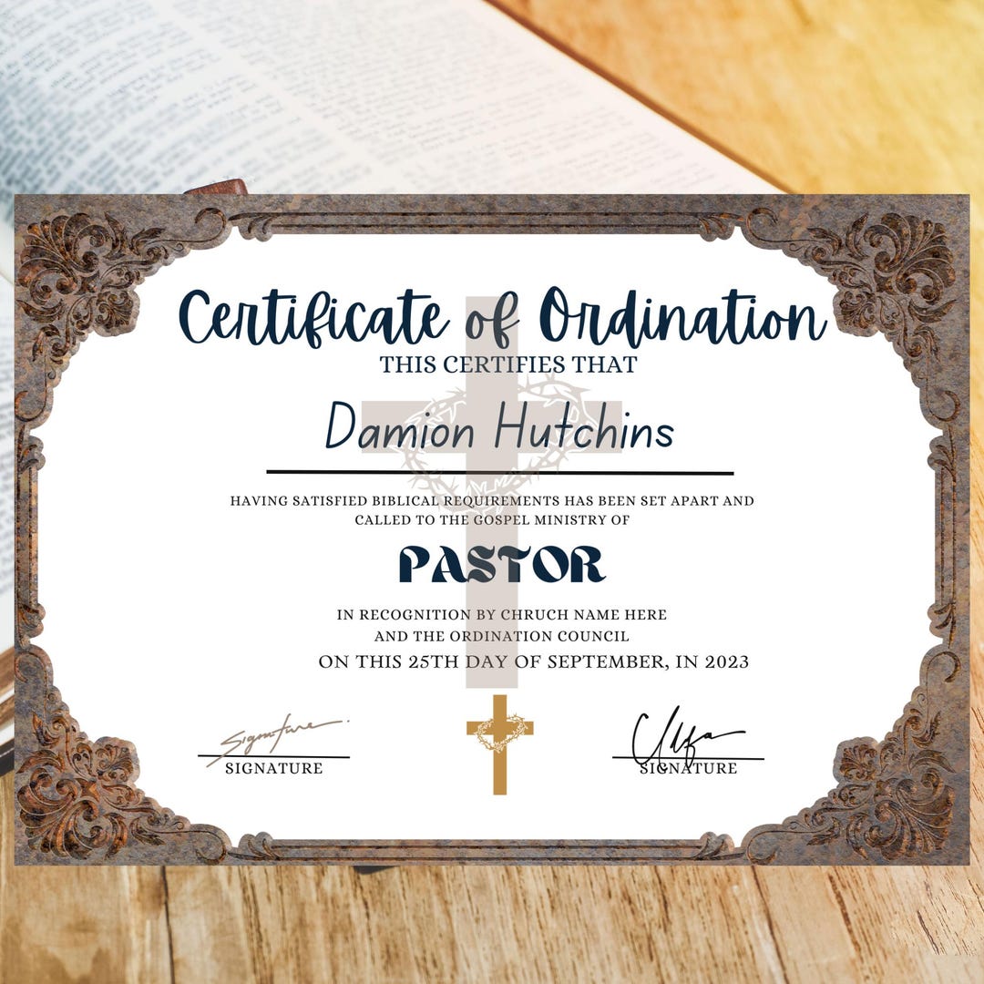 Editable Ordination Certificate for Ministers and Deacons | Canva ...