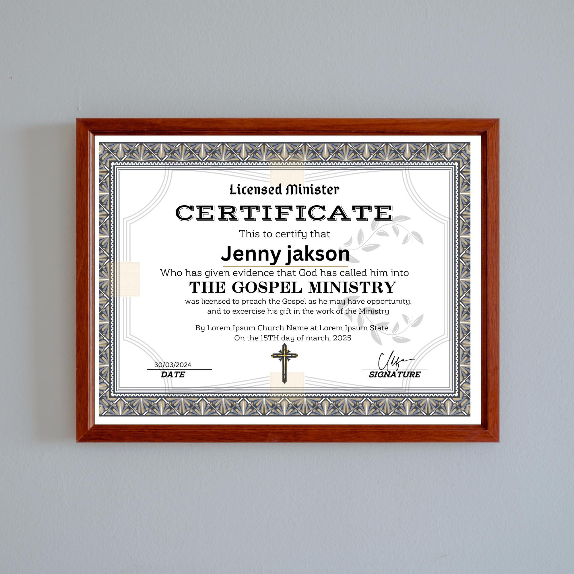 Editable Minister License Certificate: Vintage Luxury Design (digital ...