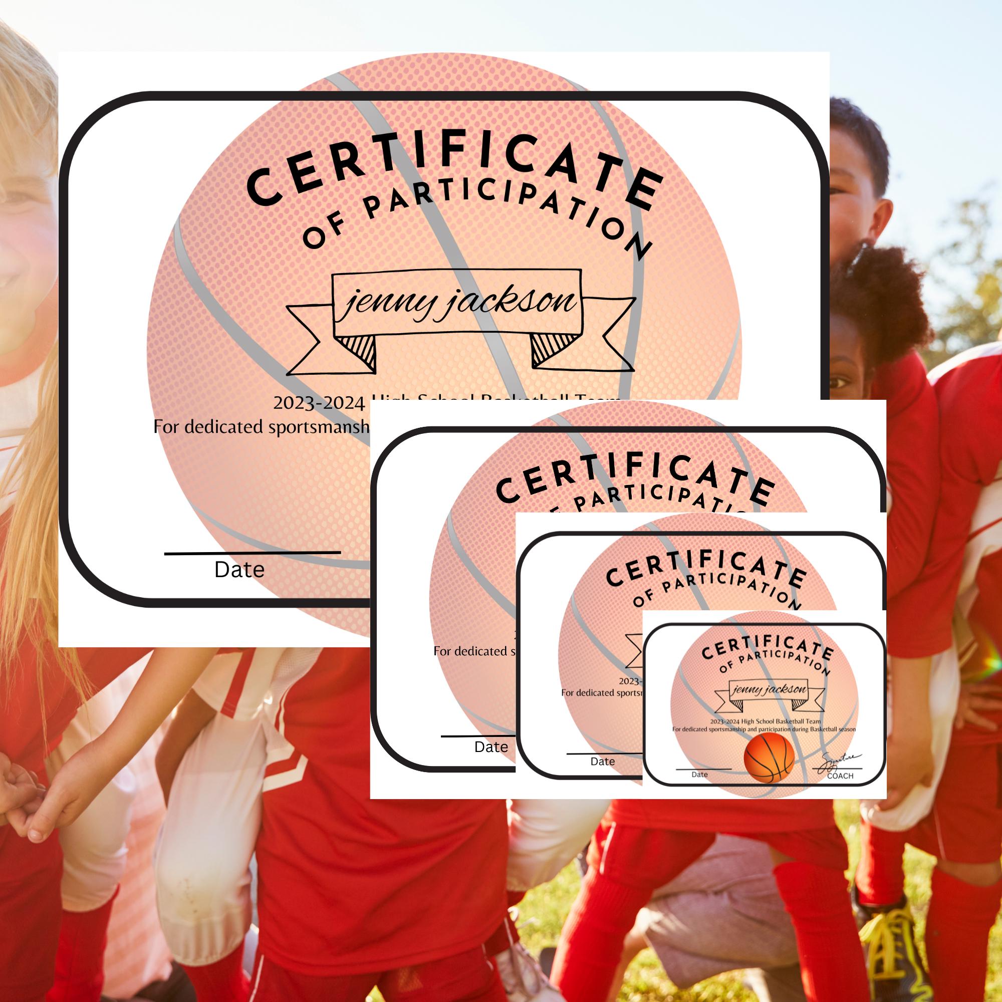Editable Basketball Certificates- Basketball Awards- Basketball End of ...
