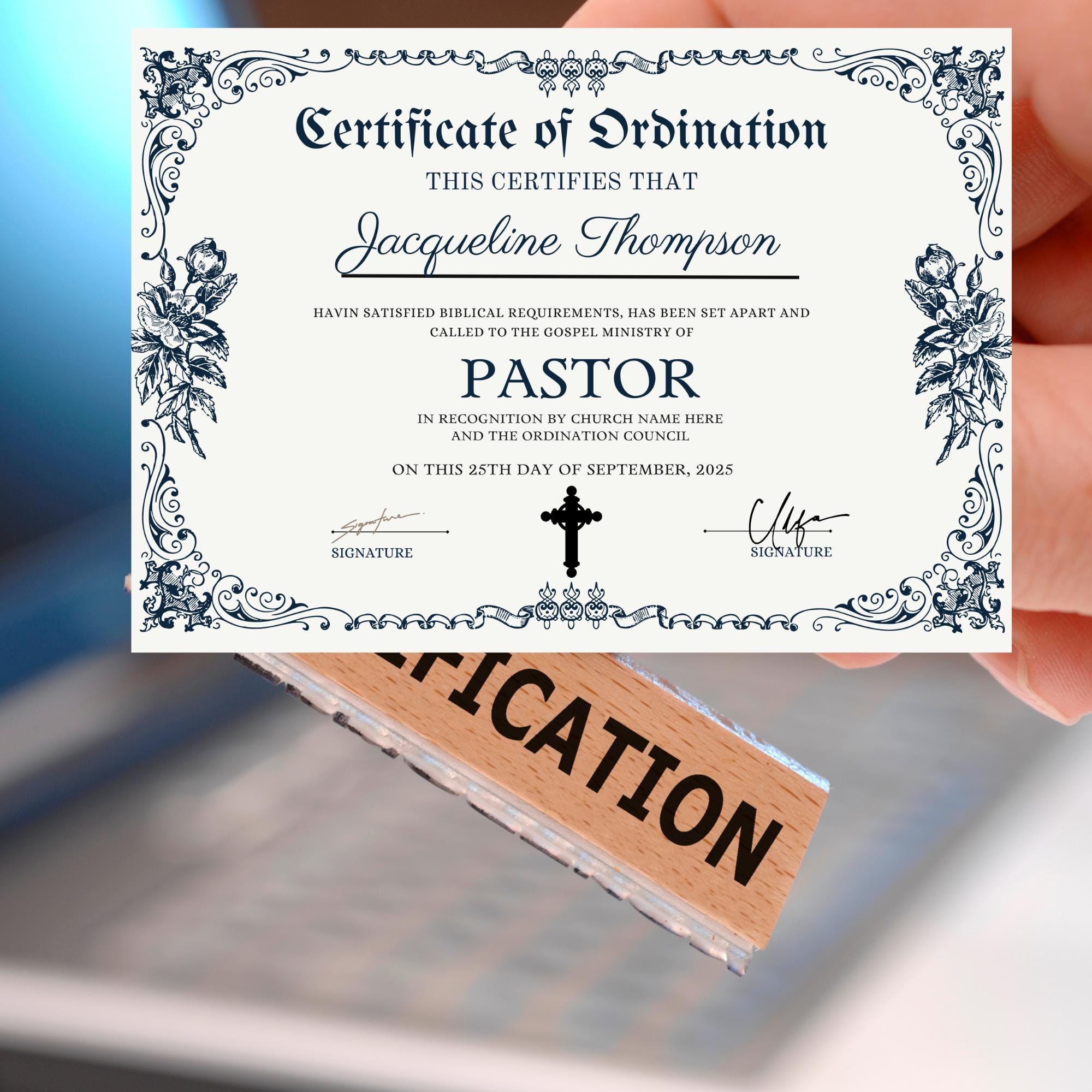 Editable Ordination Certificate Template: Vintage Ministry Design ...