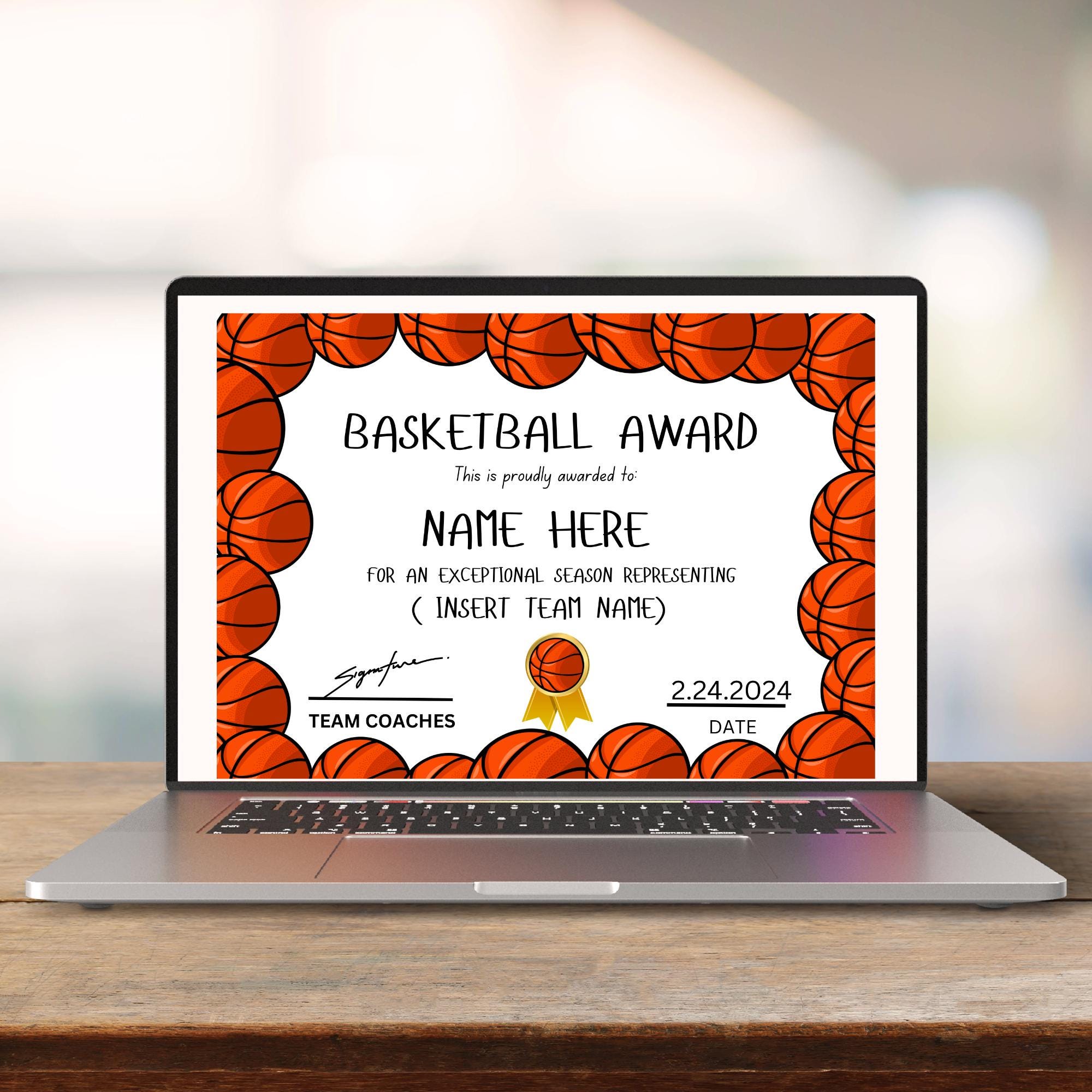 Editable Basketball Award Certificate: Printable End of Season Template ...