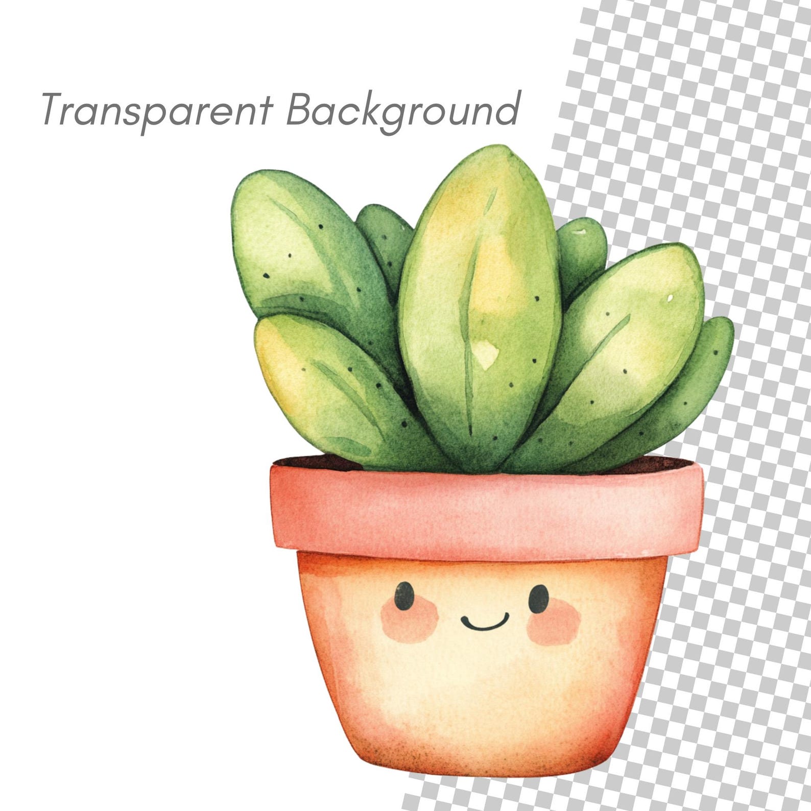 Kawaii Plant Clipart, Cute Plant Clipart, Kawaii Digital Sticker, Cute ...