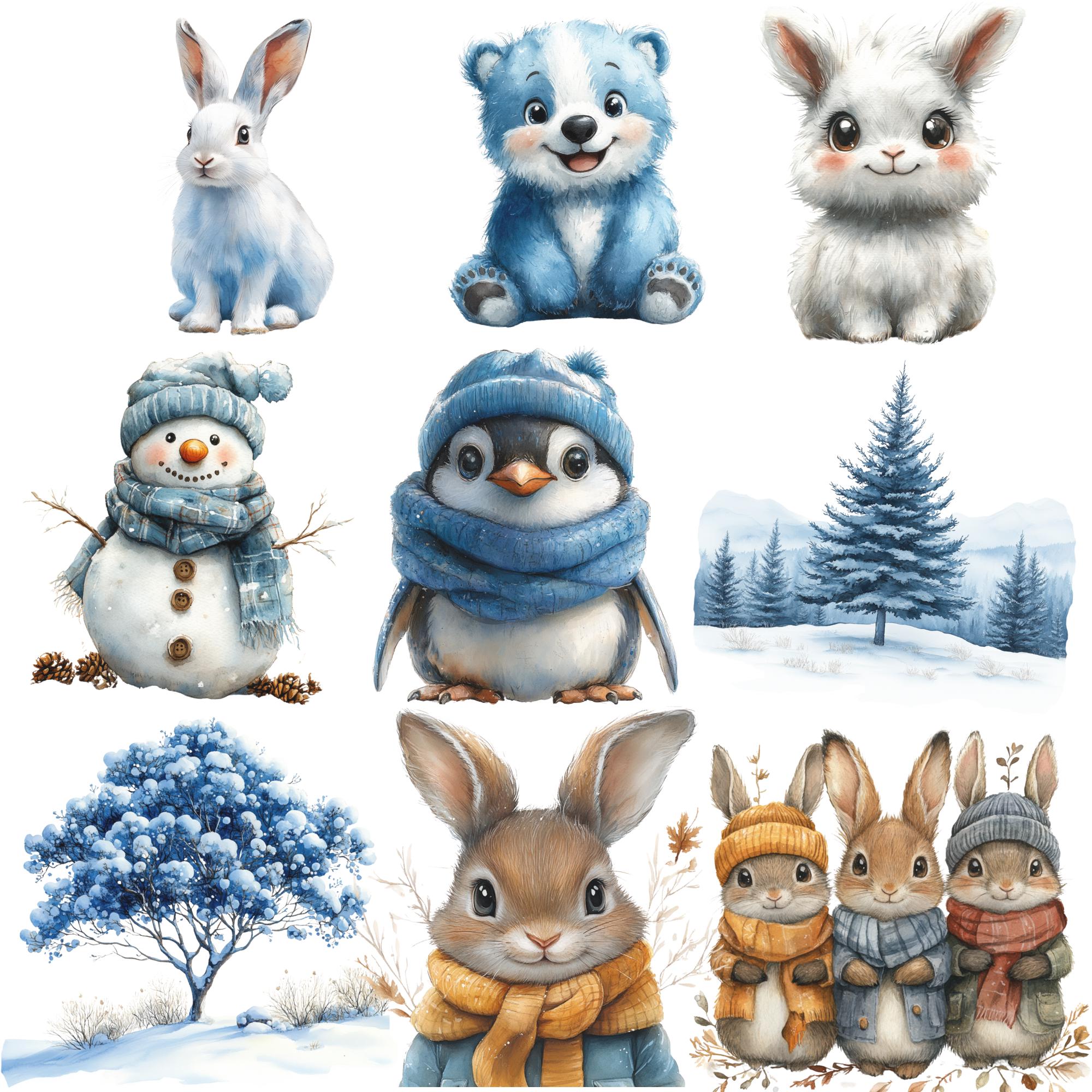 Winter Animals Clipart, Cute Winter Animals Clipart, Forest Clip Art ...
