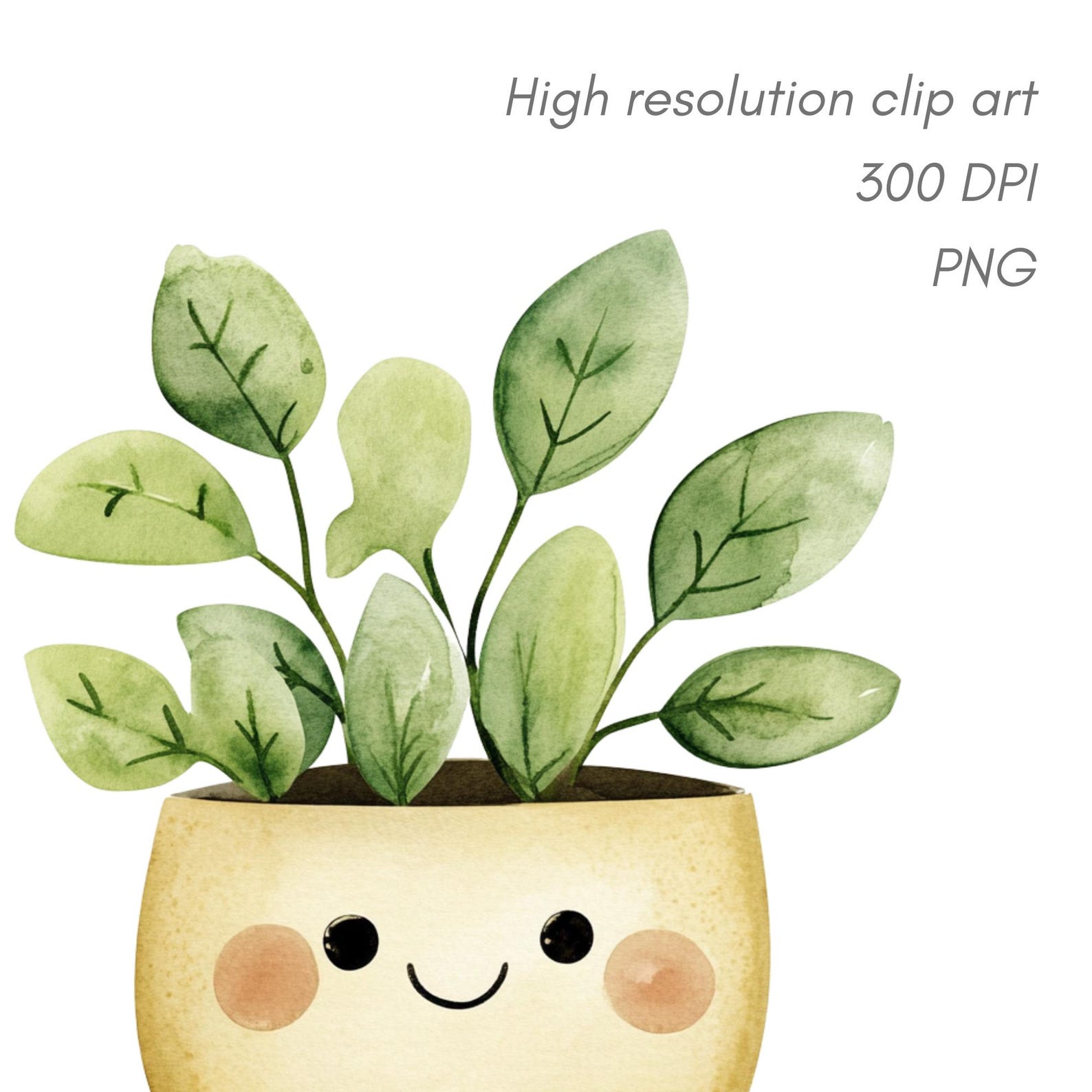 Kawaii Plant Clipart, Cute Plant Clipart, Kawaii Digital Sticker, Cute ...