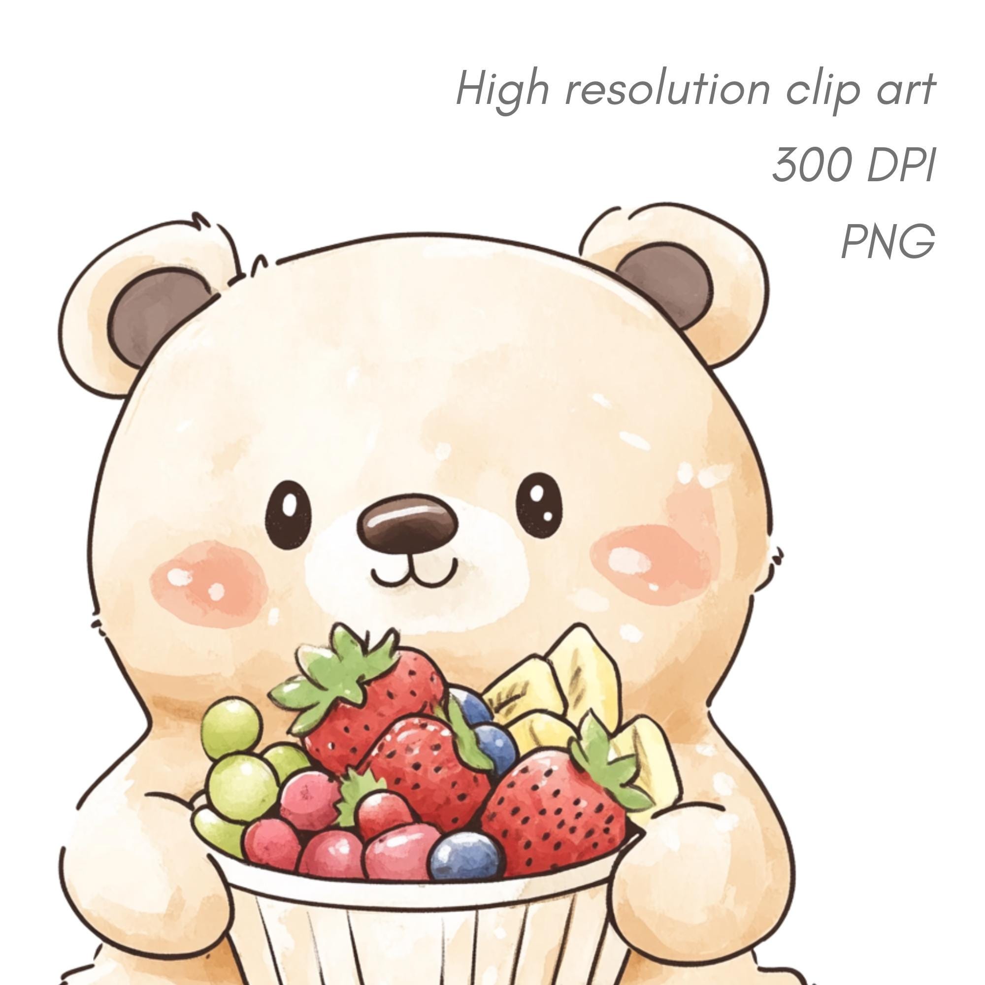 Kawaii Bear Clipart, Cute Bear Clipart, Kawaii Digital Sticker, Cute ...