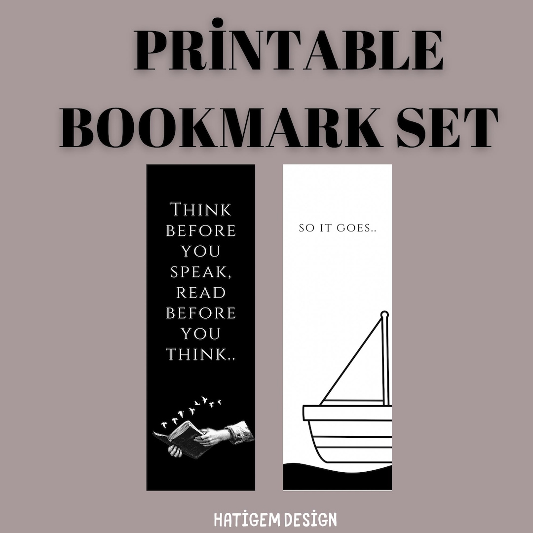Minimalist Quote Bookmarks Digital Download - Black and White Printable ...